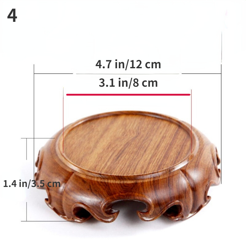 Round Base Chinese Wood Display Stand Pedestal Carving Vase Pot Statue ...