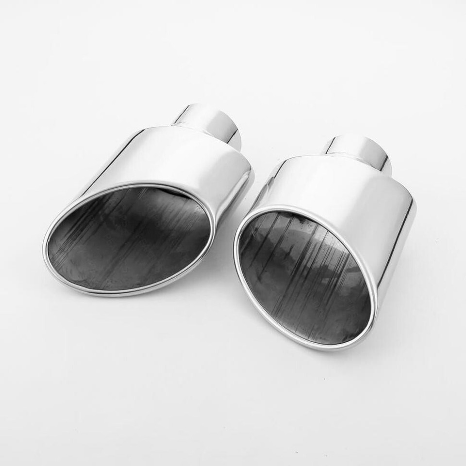 2.5" Inlet Exhaust Tips Oval Out SS304 Slant Pair 5.125"x2.75" Out ...