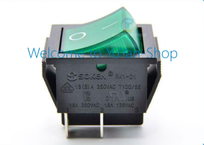 5pcs SOKEN RK1-01 16A/250VAC ON/OFF 4 Pins Rocker Switch Green Light # ...