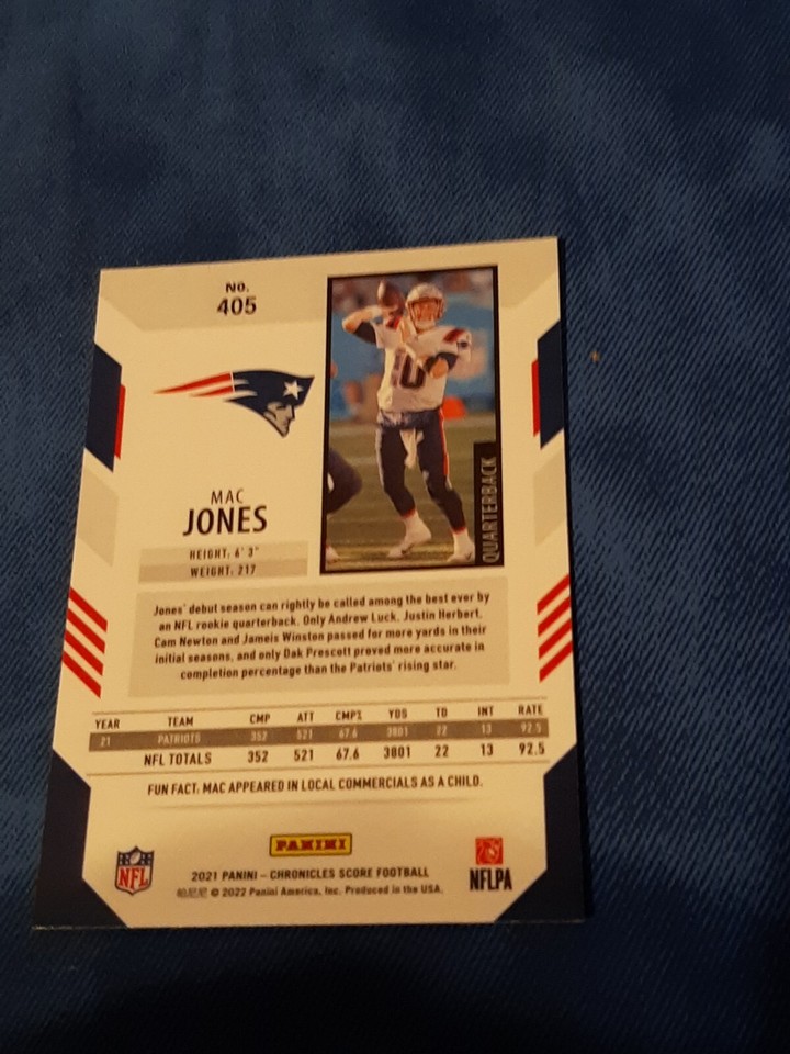 2021 Chronicles NFL Score Mac Jones Silver Base Rookie Card RC Patriots ...