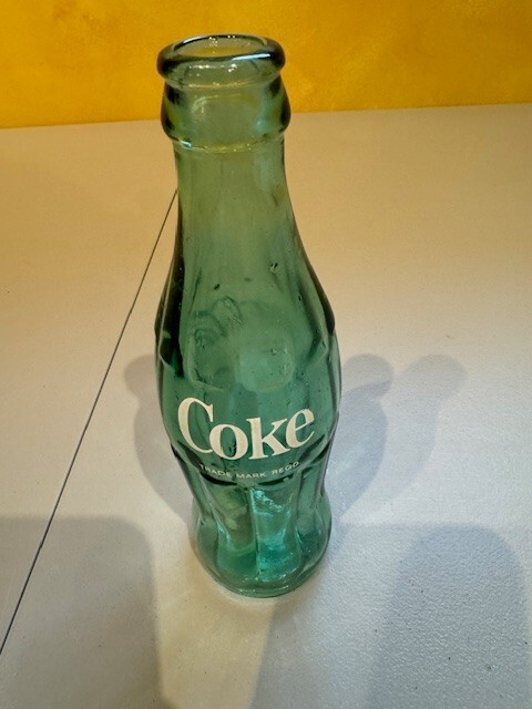 Vintage Coke Coca Cola Darker Green Glass Bottle White Writing | eBay
