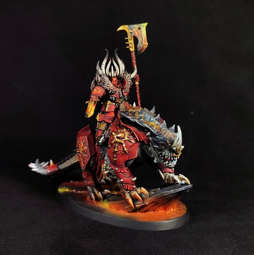 Chaos Lord on Karkadrak painted Warcry Blades of Khorne AoS Cultists ...