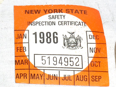 1 VINTAGE NOS 1986 NY N.Y.S NEW YORK STATE CAR AUTO SAFETY INSPECTION ...
