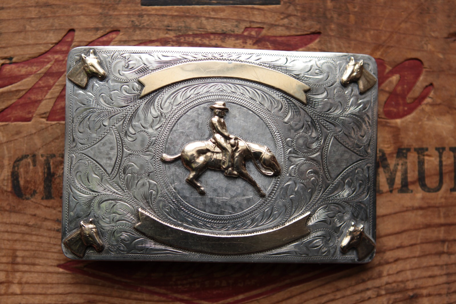 Vintage Large Nelson Silvia Sterling Silver 10K Gold Western Trophy ...