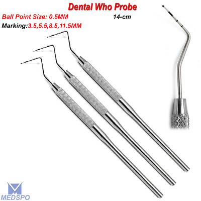 Periodontal Diagnostic Depth Measuring Dental Ball Tip Who Probe Color ...