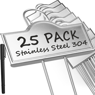 25-Pack Weatherproof Large Metal Plant Labels Garden Markers Plant Tags ...