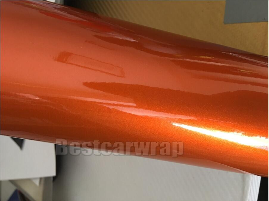 65FT x 5FT Orange Metallic Glossy Vinyl Full Car Wrap Covering Film ...