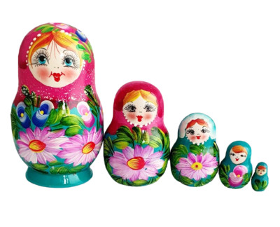 Dolls Russian Matryoshka Pink Painted At Hand By Golovleva Russia ...