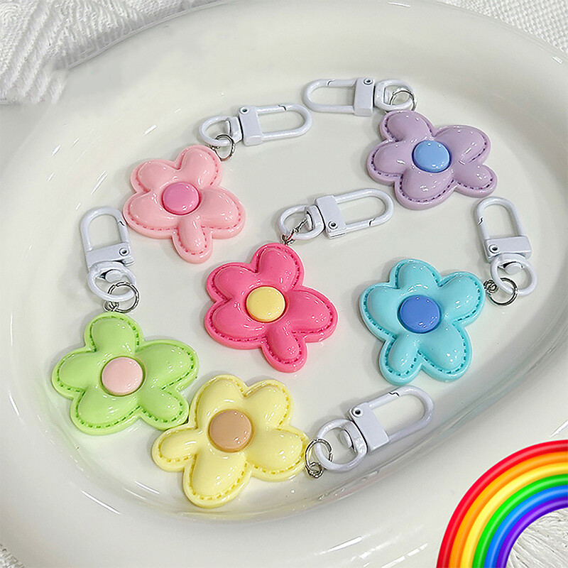 Kawaii Candy Color Flower Keychain Cute Pendant Car Keyring Backpack ...