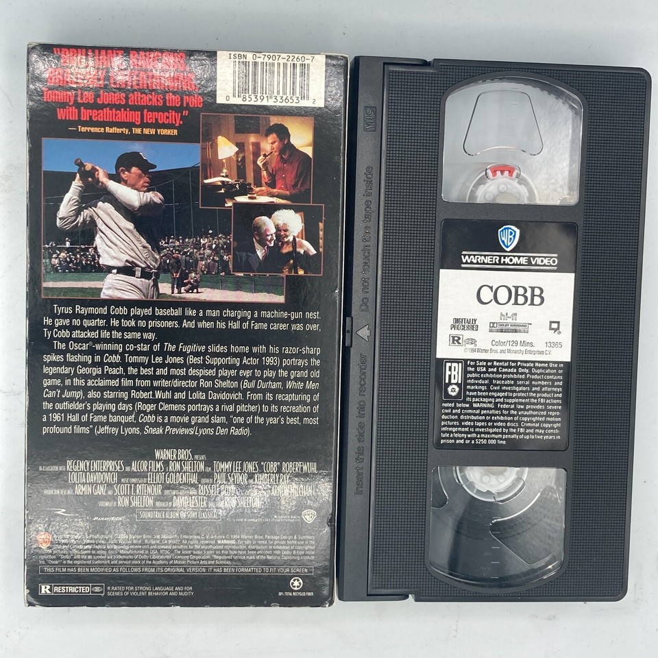 Cobb (1994), VHS Movie, Warner Home Video (1995), R. Shelton, T. L ...