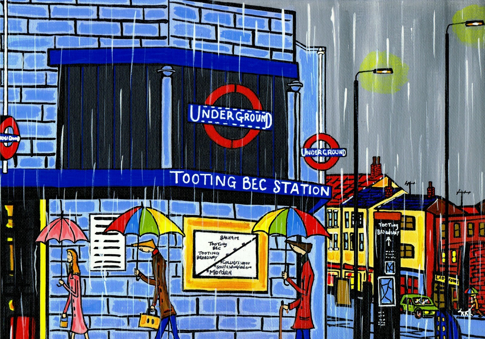 A4 Print of Tooting bec station, Original South London Artist Dan print ...