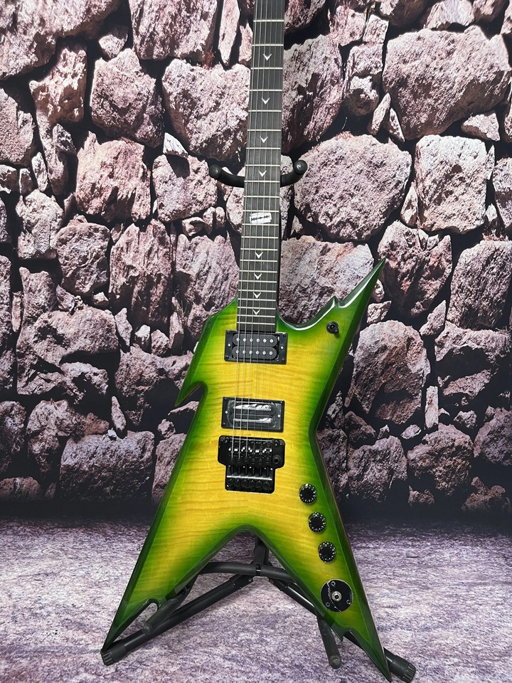 Hot Sale Dime Slime Green Razorback Electric Guitar Flamed Top Black ...