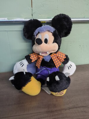 Disney Store Halloween Mickey Mouse Dracula Vampire Werewolf 15" Plush ...
