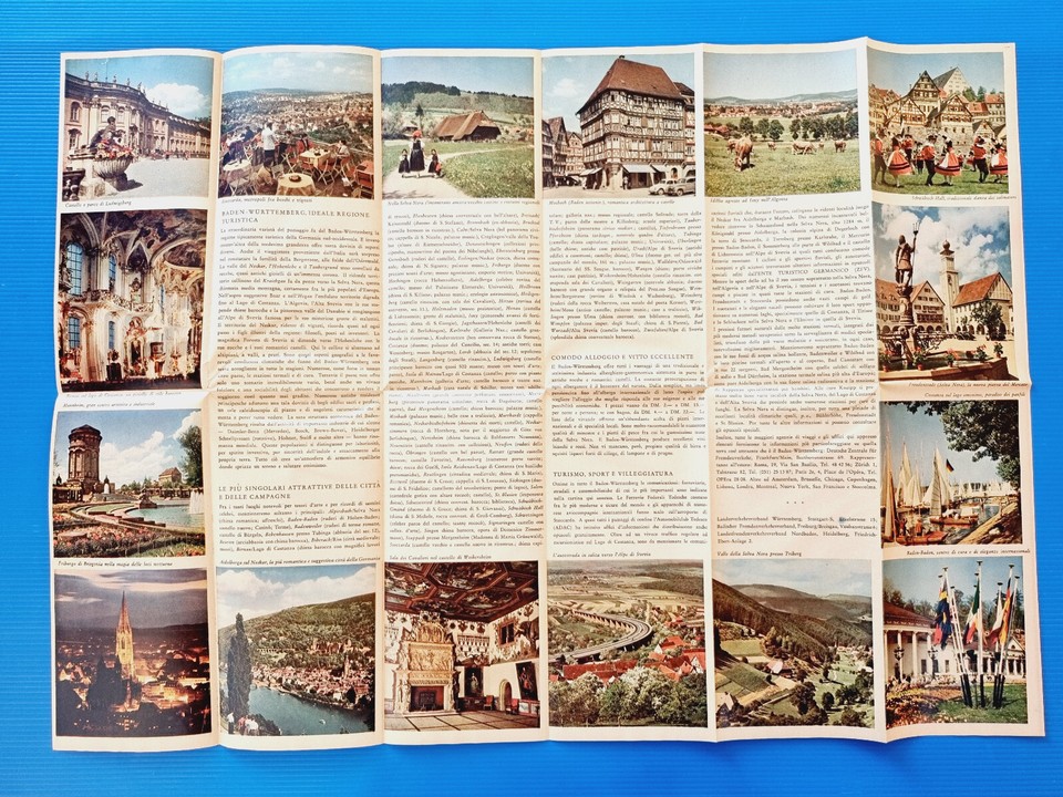 Germany Baden Wurttemberg 50s Vintage Leaflet Tourist Map Brochure ...