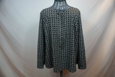 Merona Plus Size 2X Lightweight Silky Long Sleeve B&W Print Blouse | eBay