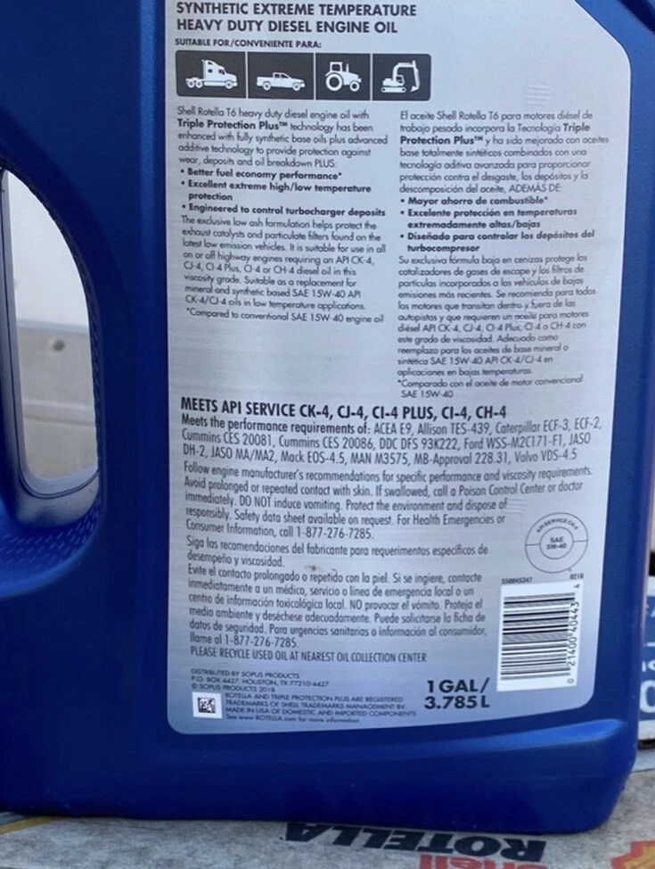 Shell Rotella T6 Full Synthetic Motor Oil 5W-30 Gallon, 56% OFF