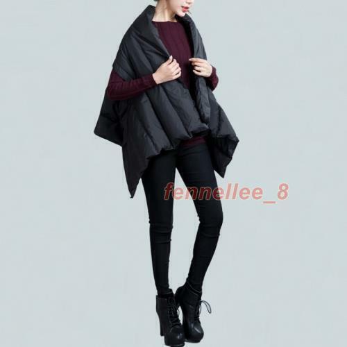 Women Down Cotton Vest Jacket Winter Oversize Casual Cape Parka Poncho ...