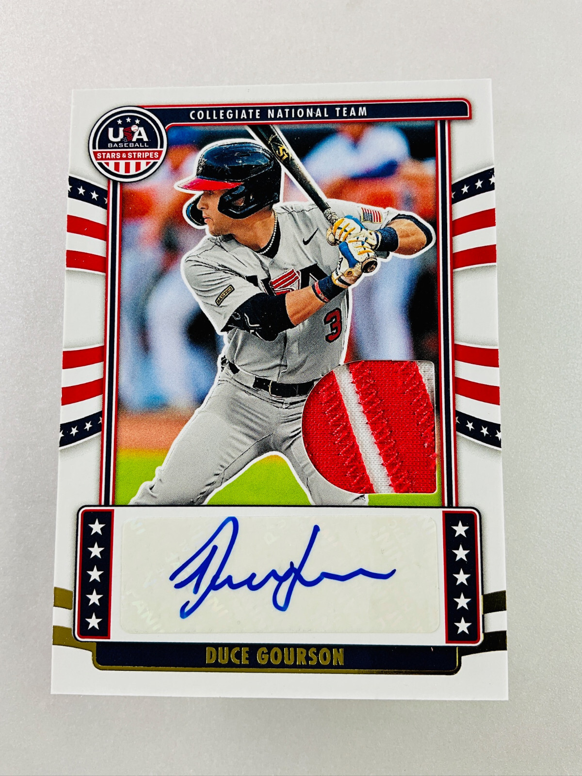 2024 Panini USA Stars & Stripes Baseball Jersey Patch Auto Duce Gourson ...