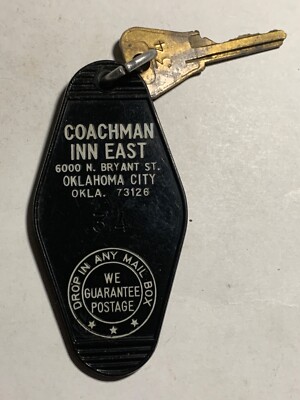 Coachman Inn Hotel Motel Room Key Fob & Key Oklahoma City Oklahoma #34 ...