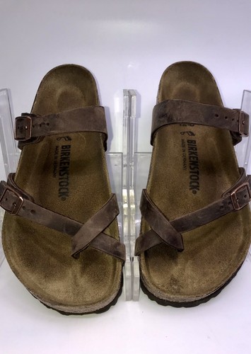 BIRKENSTOCK MAYARI Leather SANDALS HABANA Brown, Copper Buckle SIZE 39 ...