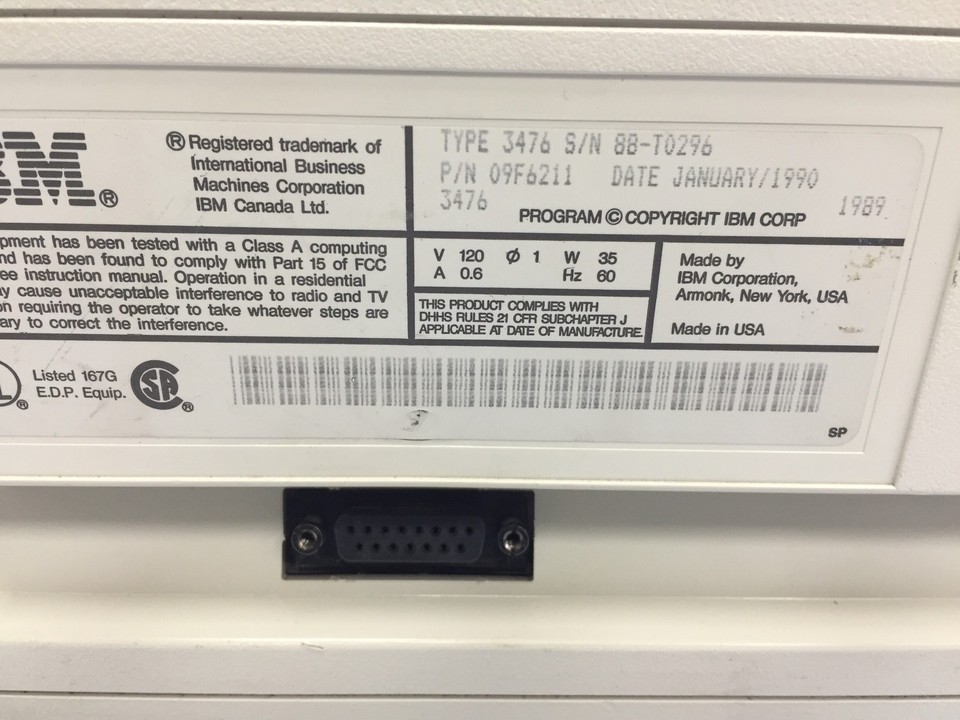 Vintage IBM 3476 Green Twinax 14in Display Terminal Workstation Monitor ...
