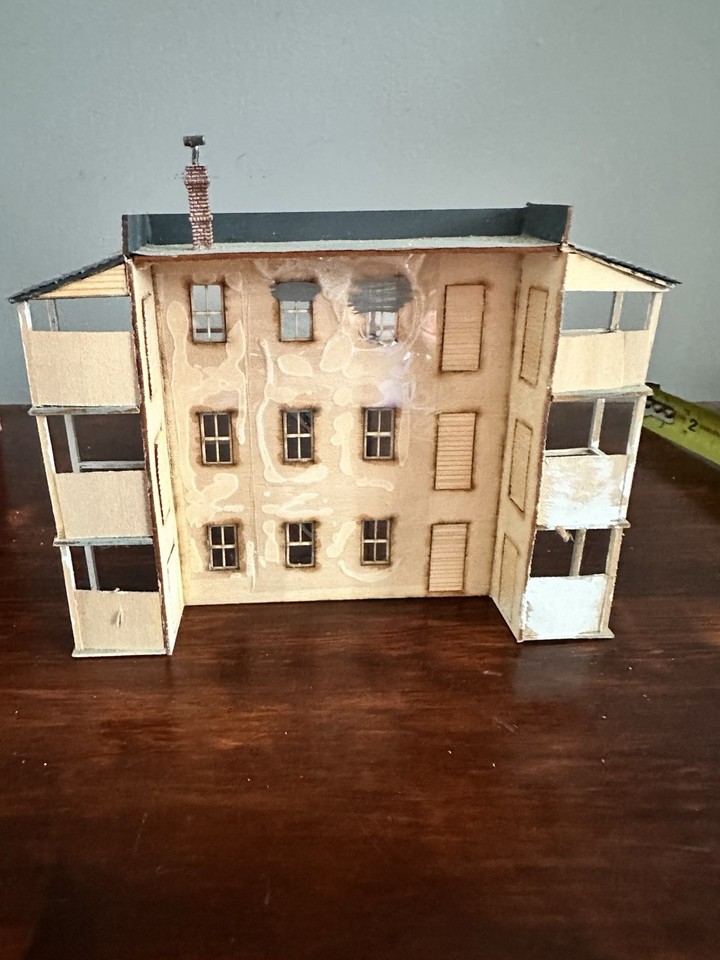 Vtg HO Scale Scratch Built Wooden Apartment House Fine Details ...