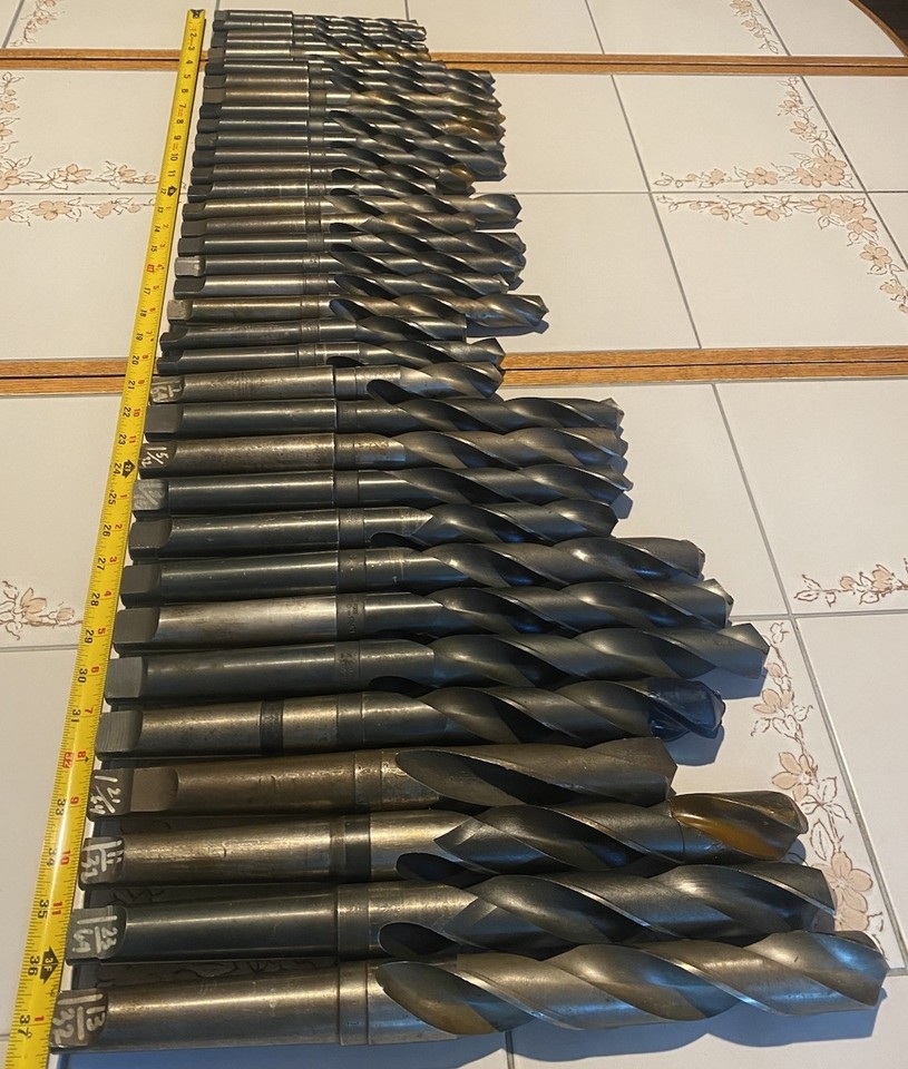 36 pc Set Lot Morse Taper Shaft Drill Bits 1/2 to 1-13/32” USA Made MT4 ...
