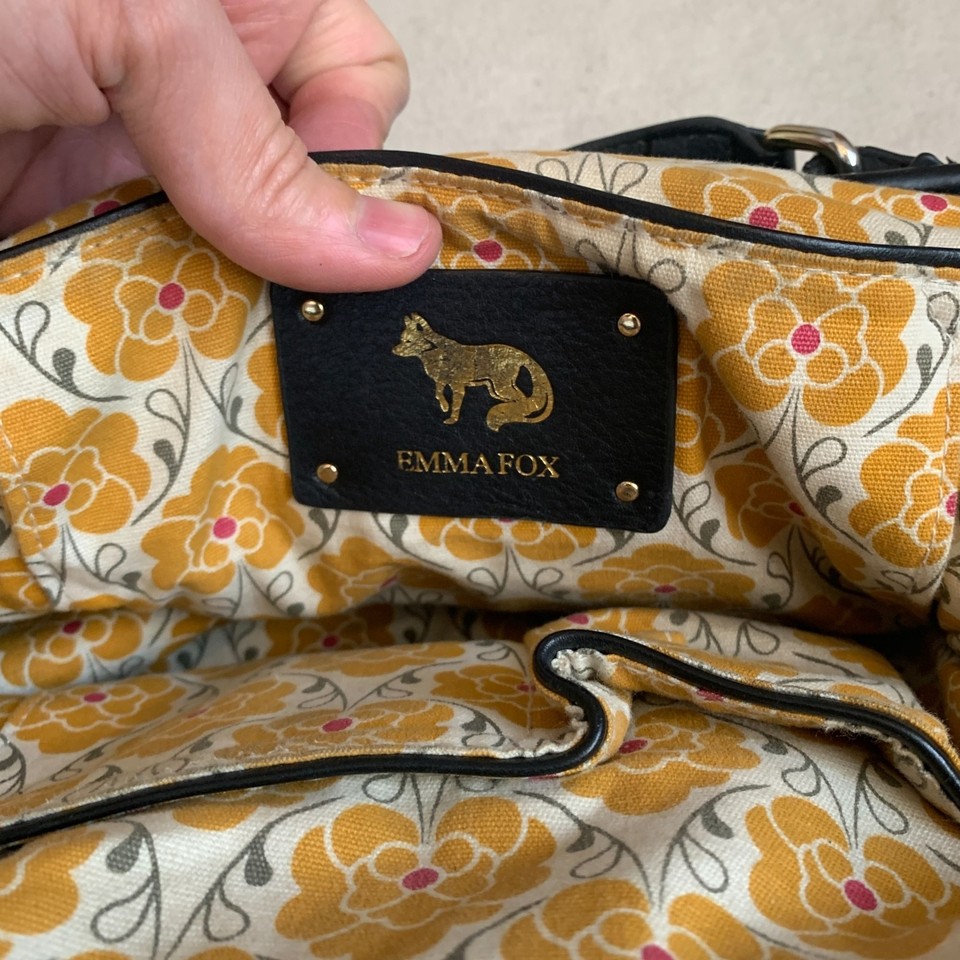 Emma Fox Purse White Black Handbag Gold Hardware Leather Satchel | eBay