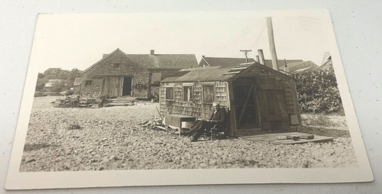RPPC Postcard Maine Old Clap-Board Lobster Shack, House, Old Man ...