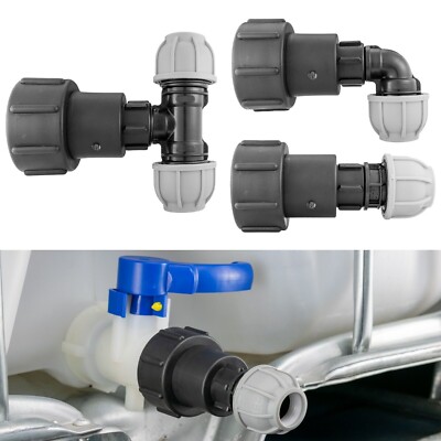 IBC Tank to MDPE 20 25 32 Extender Outlet Fitting S60x6 Tee Straight ...