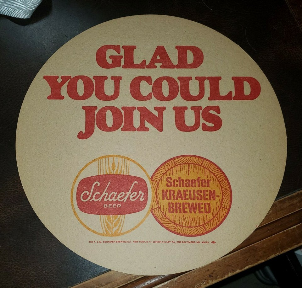 Vtg Schaefer Kraeusen Brewed KNICKERBOCKER Beer Round Cardboard Tray ...