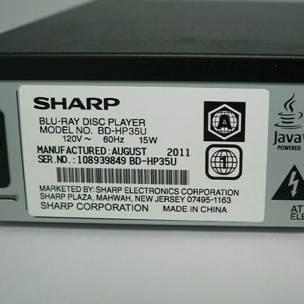 Sharp Blu Ray Player Model No. BD-HP35U With Original Remote and USB ...