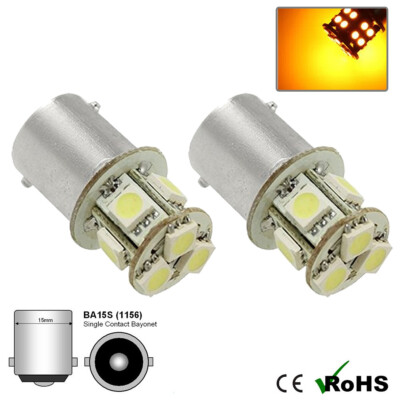 2 x 12v Amber BA15s 8 SMD LED Side Interior Light Bulbs 382 207 245 12 ...