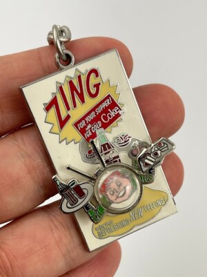 Vintage Coca Cola Zing Key Ring Chain Keychain Advertising 3D Coke ...