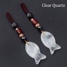 Hand Carved Polished Stone Rock Fish Keychain Key Ring Crystal Quartz ...