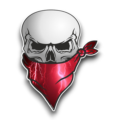 Bandit Skull With Red Lightning Storm Face Bandana Vinyl Sticker Decal ...