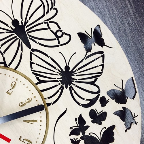 Butterfly Wall Clock Wall Art Silent Wall Clock Wooden Clock Unique ...