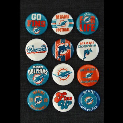 Miami Dolphins - 1 1/2 Inch Buttons - Set of 12 | eBay