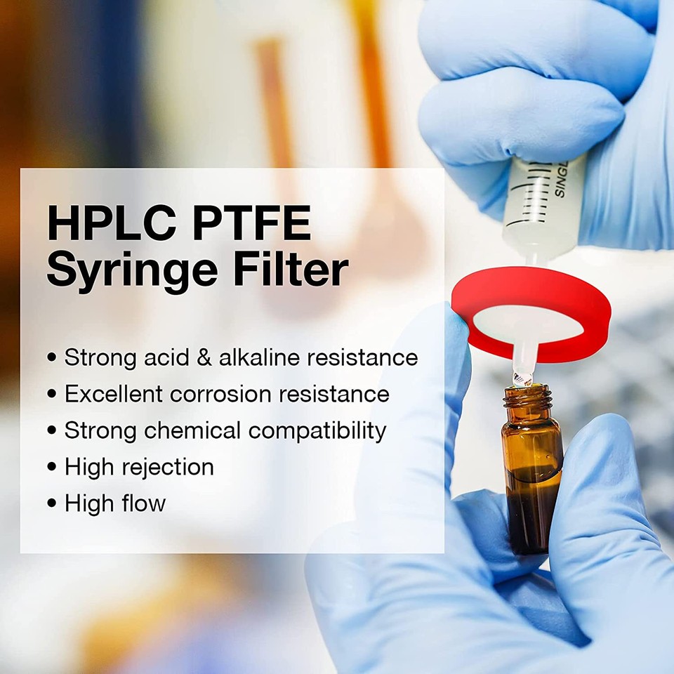 50pcs PTFE Membrane 13mm NY Syringe Filters 0.45 Micron Hydrophobic ...