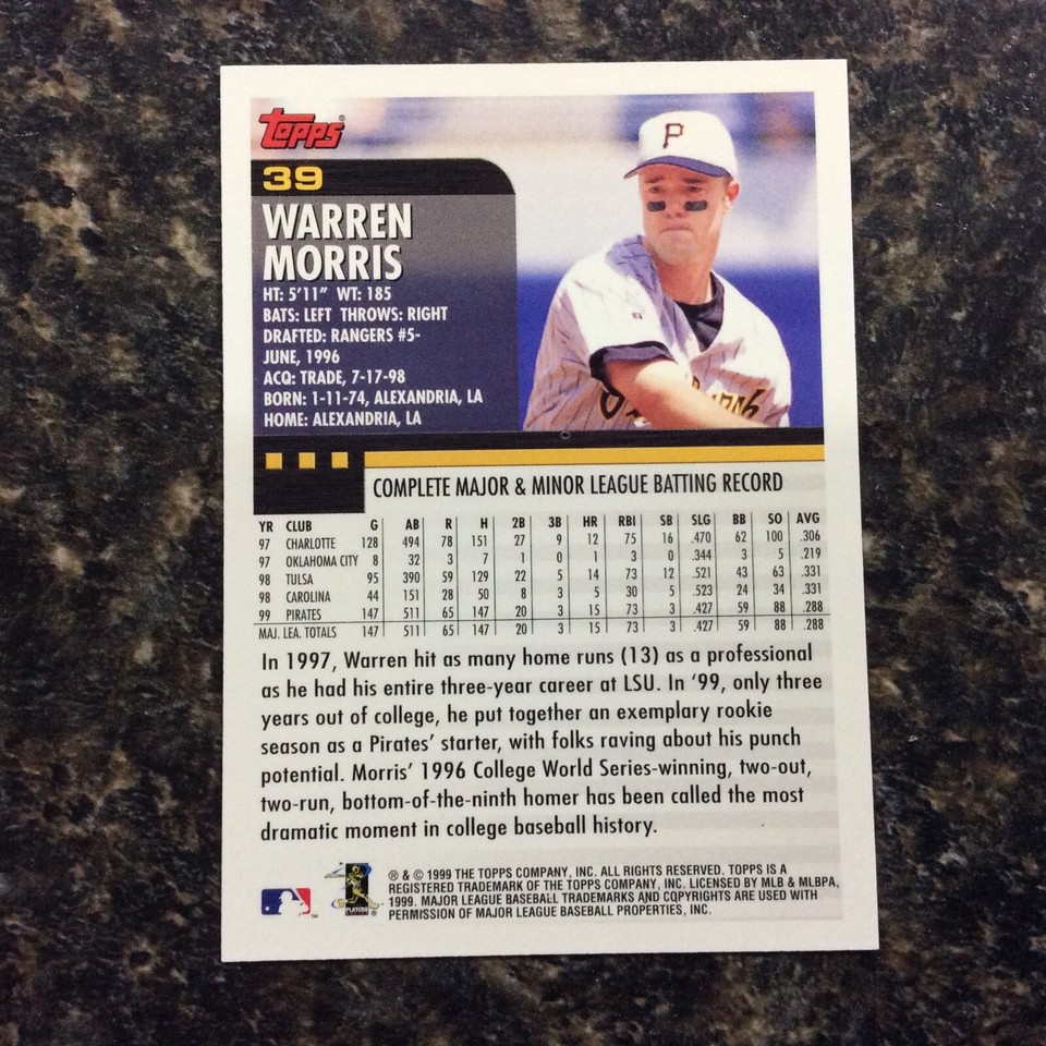 2000 Topps #39 Warren Morris Pittsburgh Pirates | eBay