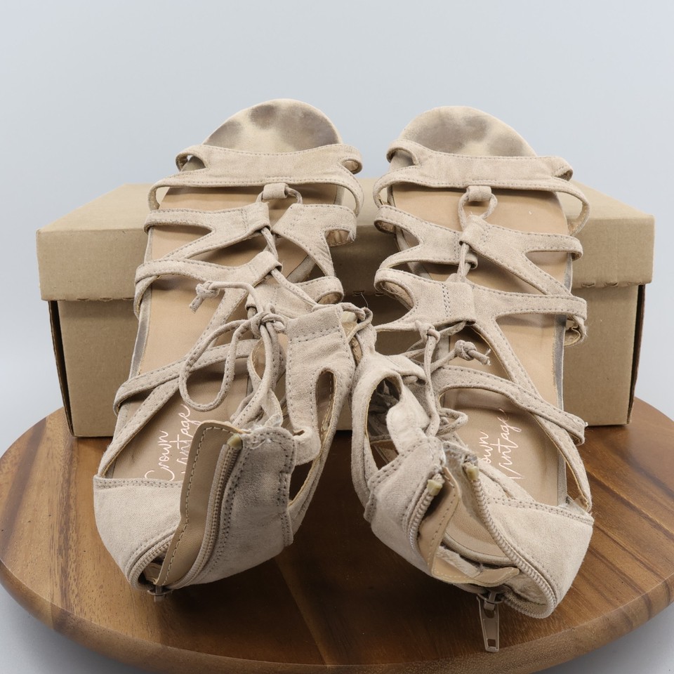 Crown Vintage Women's Lace-up Tan Gladiator Sandals Size 11 | eBay