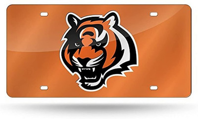 Cincinnati Bengals Premium Laser Cut Tag License Plate, Orange Mirrored ...
