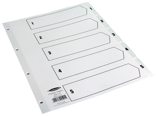 Concord Classic Index Mylar-reinforced Punched 4 Holes 1-5 A4 White Ref ...