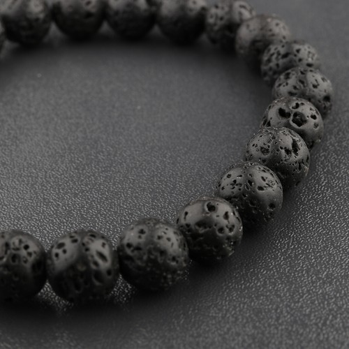 Black Lava Natural Stone Beads Bracelets Men Women Vintage Design ...