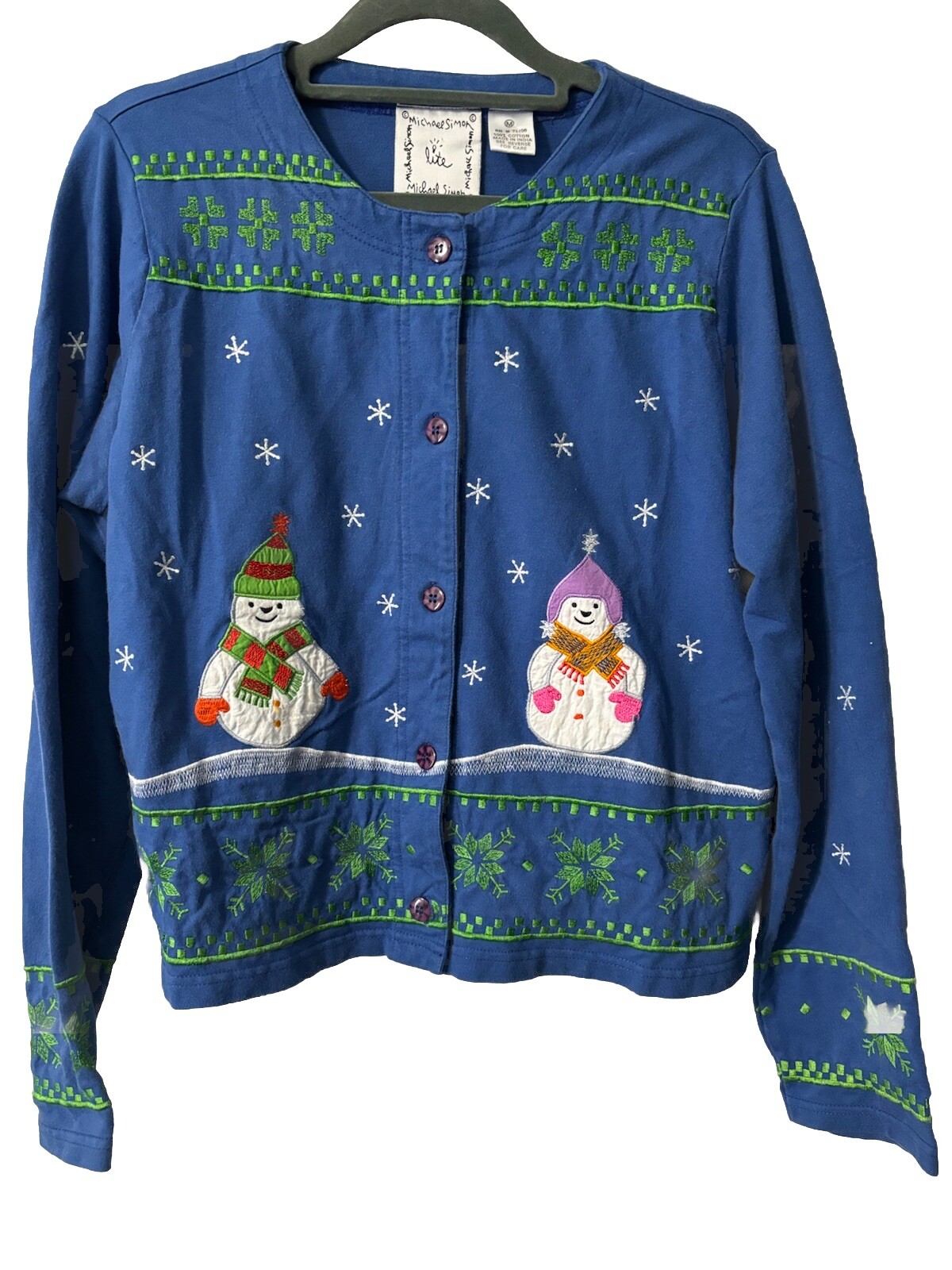 80’s MICHAEL SIMON LITE Snowman Jacket Christmas Medi… - Gem