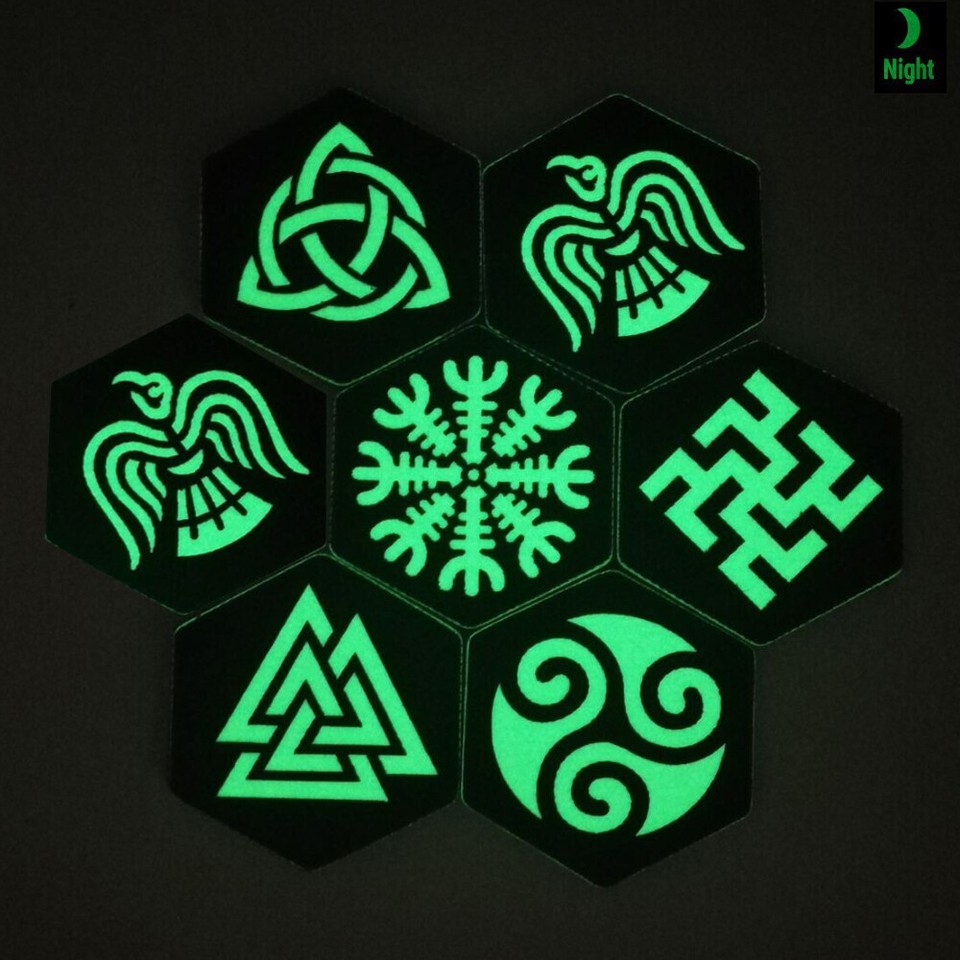 Glowing in Dark Viking Compass Vegvisir Hook Loop Patch Norse Rune ...