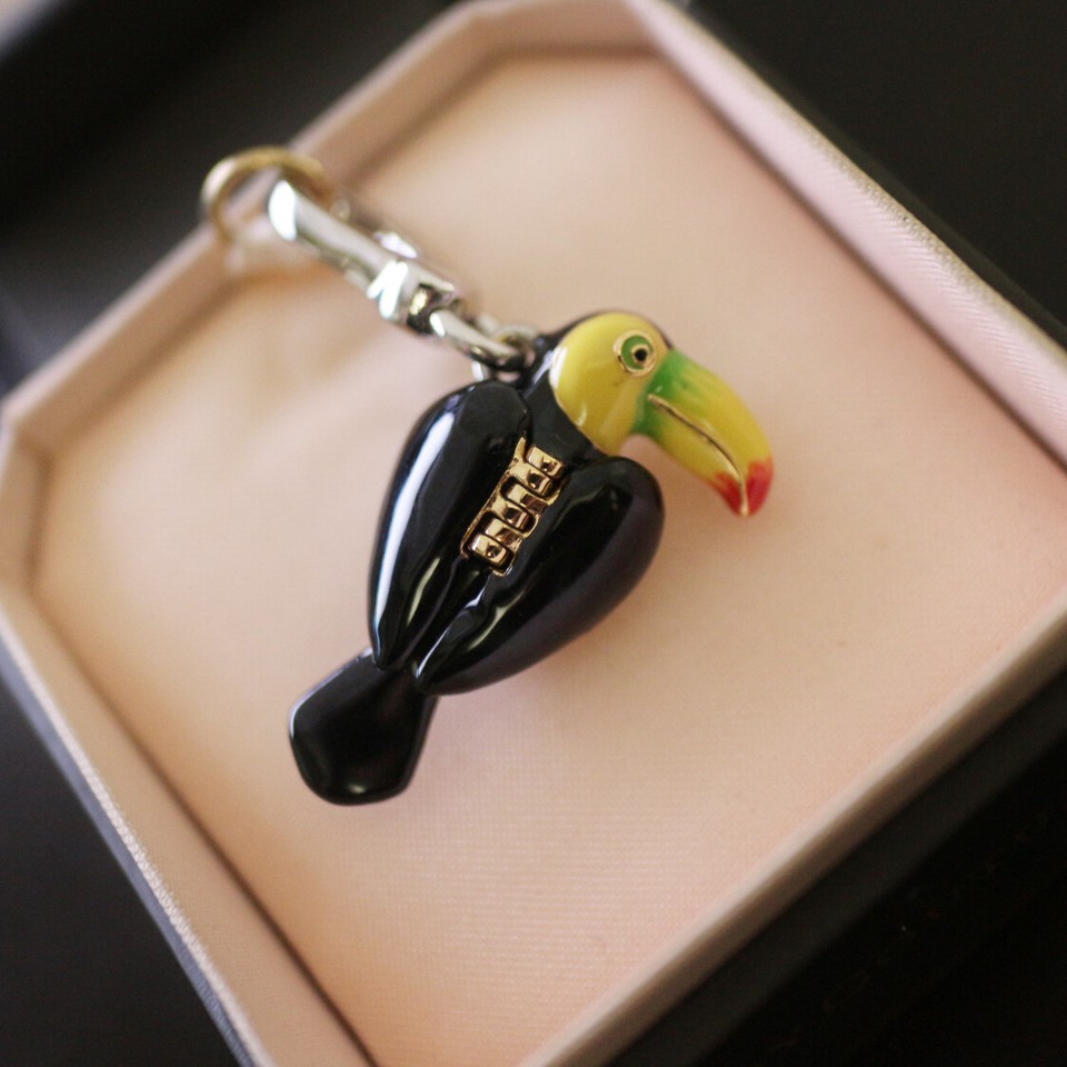 NWT NIB JUICY COUTURE Toucan Pave Crystal Tropical Bird Bracelet Charm ...