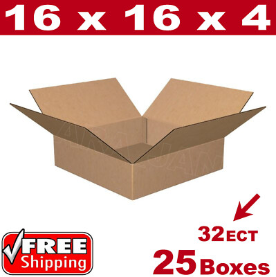 25 - 16x16x4 Cardboard Boxes Mailing Packing Shipping Box Corrugated ...