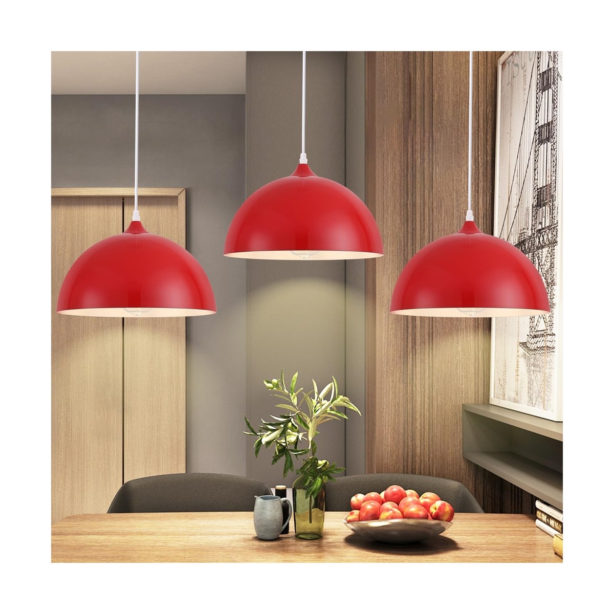 Red Kitchen Island Pendant Lighting 1 Light Hanging Indoor Kitchen