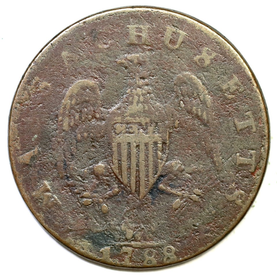 1788 3-A R-4 Period After Massachusetts Cent Colonial Copper Coin | eBay